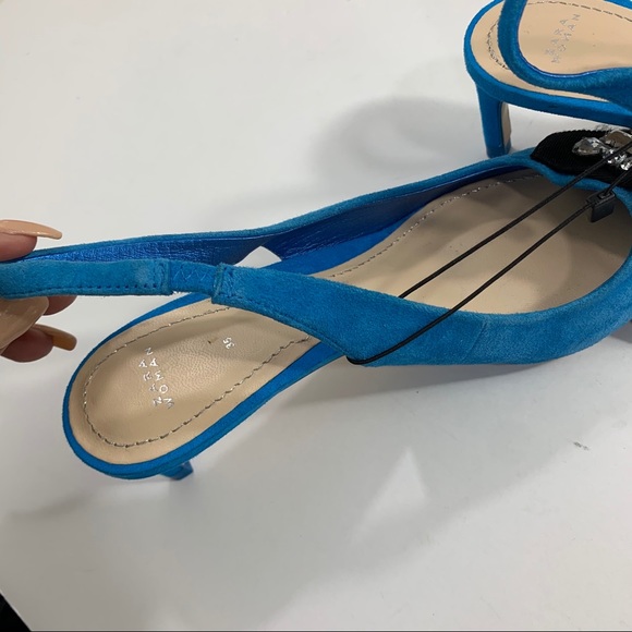 Zara | Shoes | Nwt Zara Slingback Turquoise Leather Pointy Toe 35 ...